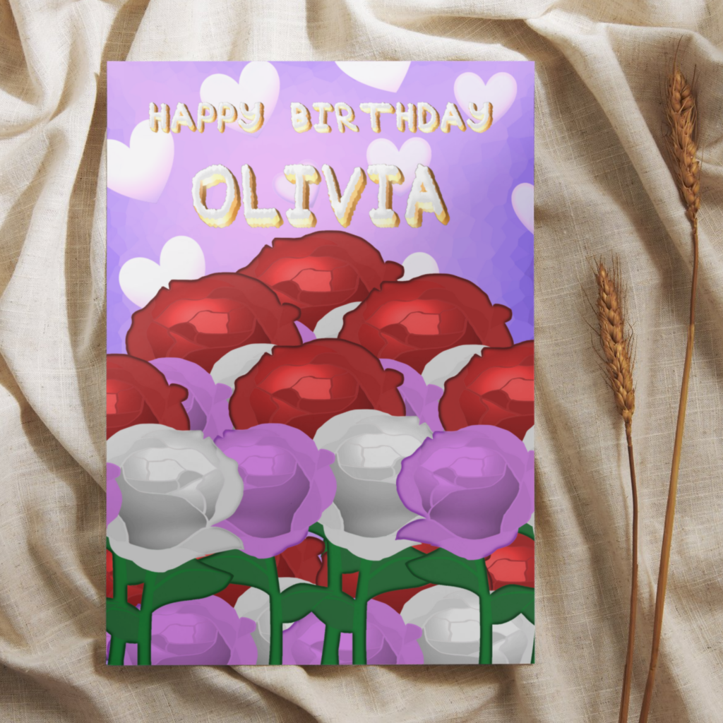 Purple Roses Personalised Birthday Card - Creative Celebration Pod